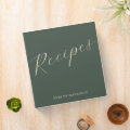 Personalized Recipe Keeper Sage Green Script 3 Ring Binder | Zazzle