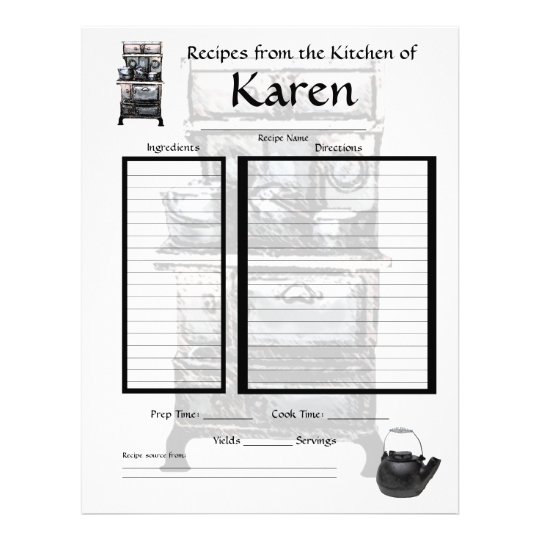 Personalized recipe page | Zazzle.com
