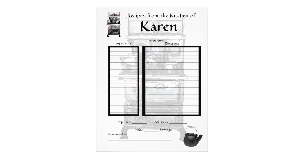 Personalized recipe page | Zazzle.com