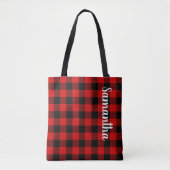 Personalized Red and Black Buffalo Check Tote Bag | Zazzle