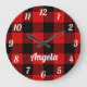 Personalized Red and Black Buffalo Plaid Large Clock | Zazzle