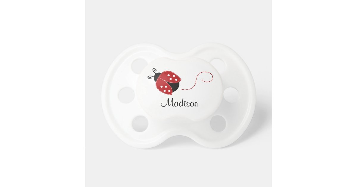 Personalized Red and Black Ladybug Pacifier | Zazzle