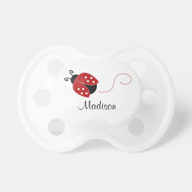 Personalized Red and Black Ladybug Pacifier | Zazzle