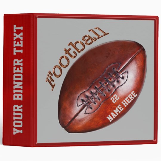 Personalized Red and Gray Football Binder | Zazzle.com