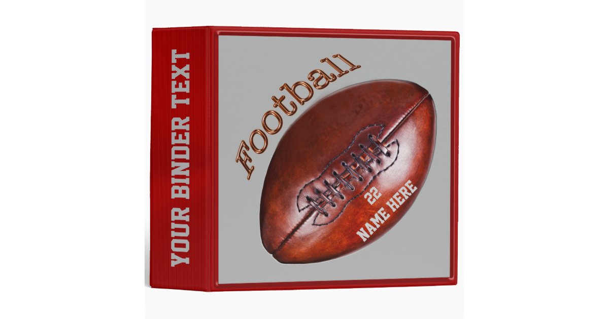Personalized Red and Gray Football Binder | Zazzle