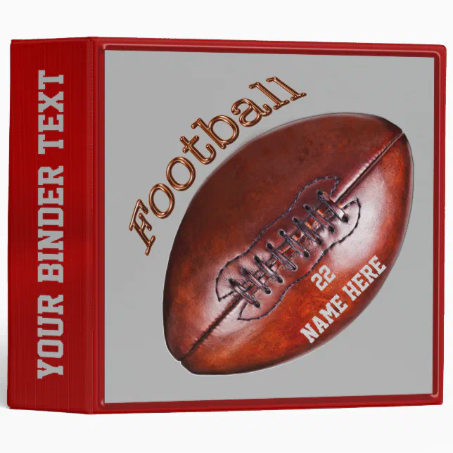 Personalized Red and Gray Football Binder | Zazzle