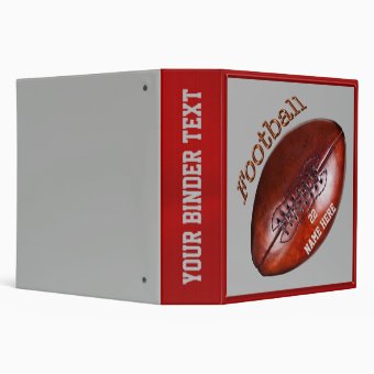 Personalized Red and Gray Football Binder | Zazzle