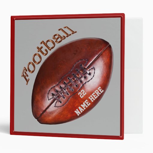Personalized Red and Gray Football Binder | Zazzle