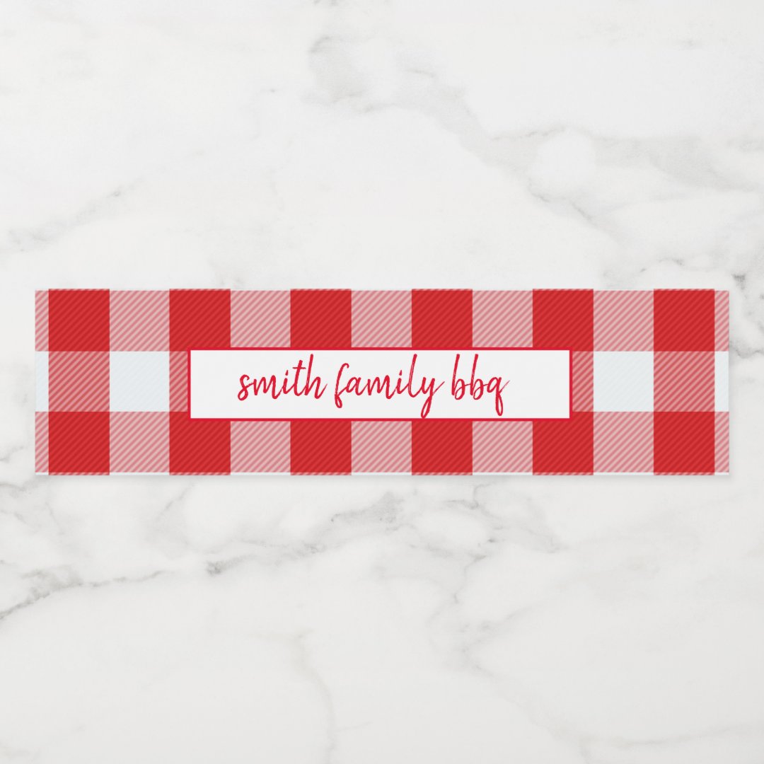 Personalized Red and White Buffalo Plaid Labels | Zazzle
