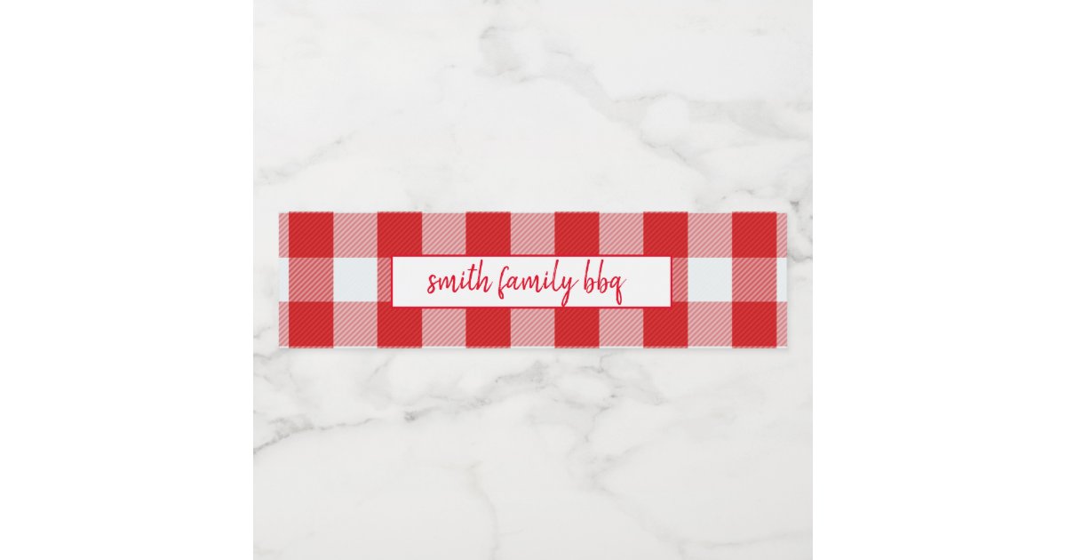 Personalized Red and White Buffalo Plaid Labels | Zazzle