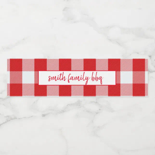 Personalized Red and White Buffalo Plaid Labels | Zazzle