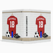 Personalized Red and White Football Soccer Jersey 3 Ring Binder | Zazzle