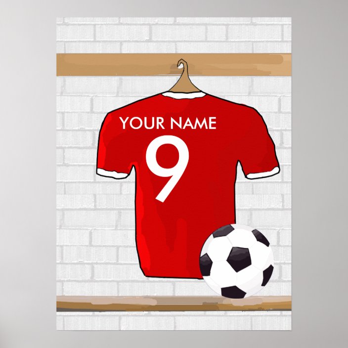 Personalized Red and White Football Soccer Jersey Poster | Zazzle.com