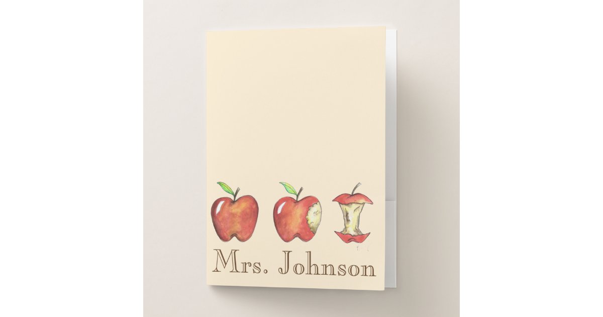 Personalized Red Apple for the Teacher School Gift Pocket Folder | Zazzle