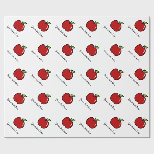 Personalized red apple fruit print wrapping paper | Zazzle