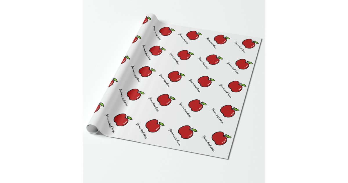 Personalized red apple fruit print wrapping paper | Zazzle