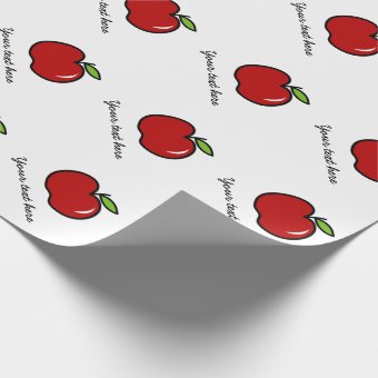 Personalized red apple fruit print wrapping paper | Zazzle