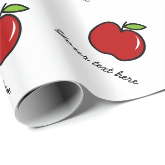 Personalized red apple fruit print wrapping paper | Zazzle