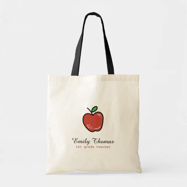 Personalized Red Apple Teacher Tote Bag | Zazzle