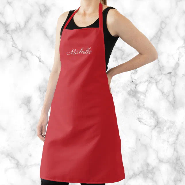 Personalized Red Apron with Custom Name | Zazzle