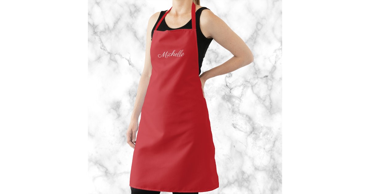 Personalized Red Apron with Custom Name | Zazzle
