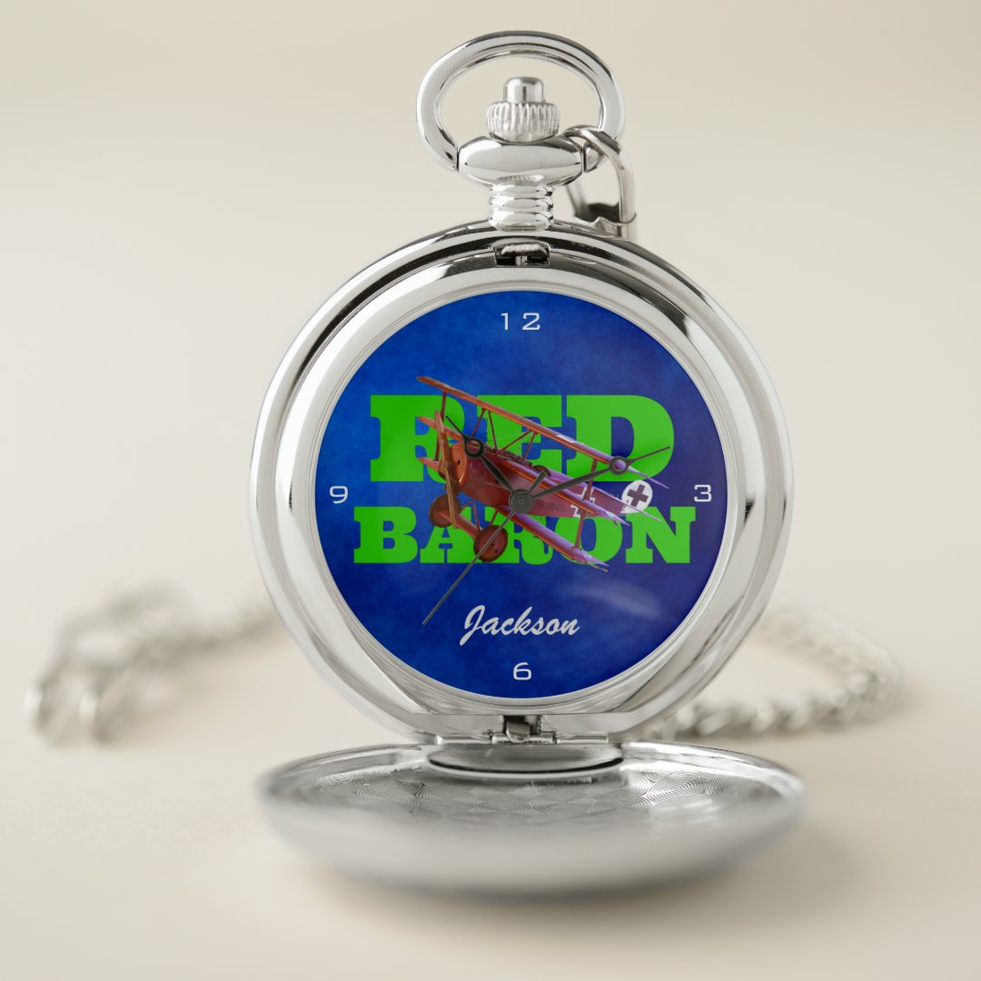 Personalized Red Baron Fokker Pocket Watch | Zazzle