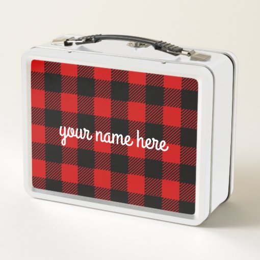 Personalized Red Buffalo Plaid Lunch Box | Zazzle