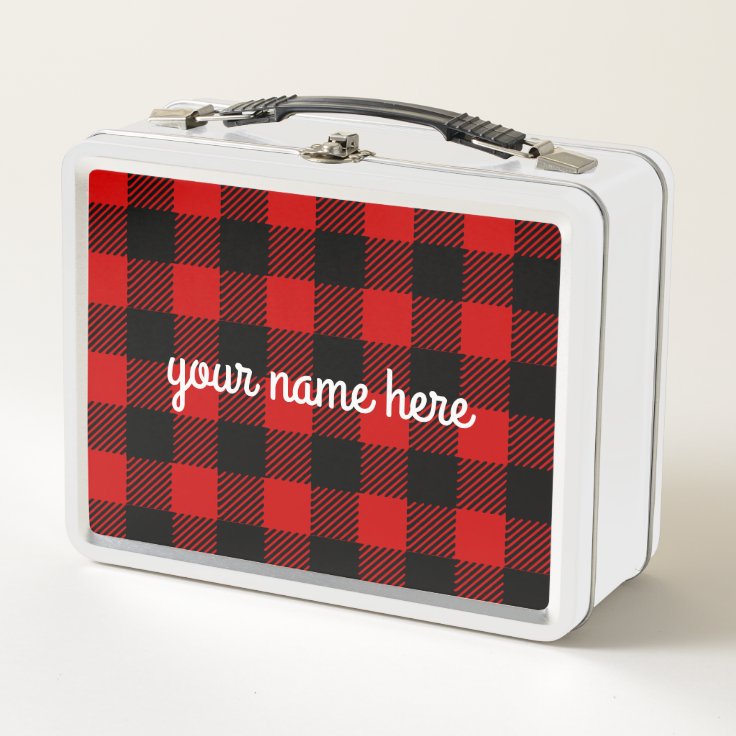 Personalized Red Buffalo Plaid Lunch Box | Zazzle