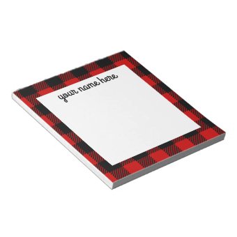 Personalized Red Buffalo Plaid Notepad | Zazzle