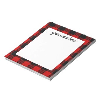 Personalized Red Buffalo Plaid Notepad | Zazzle