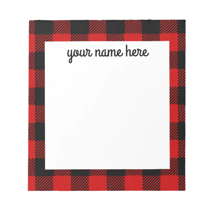Personalized Red Buffalo Plaid Notepad | Zazzle