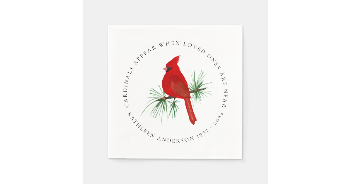 Personalized Red Cardinal Funeral Wake Napkins | Zazzle