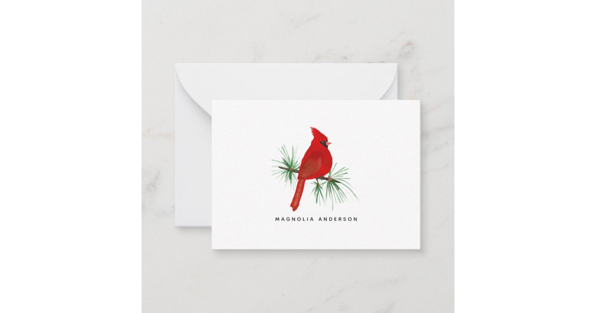 Personalized Red Cardinal Note Card | Zazzle