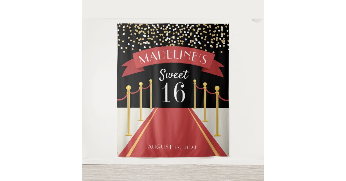 Personalized Red Carpet Theme Sweet 16 Backdrop | Zazzle