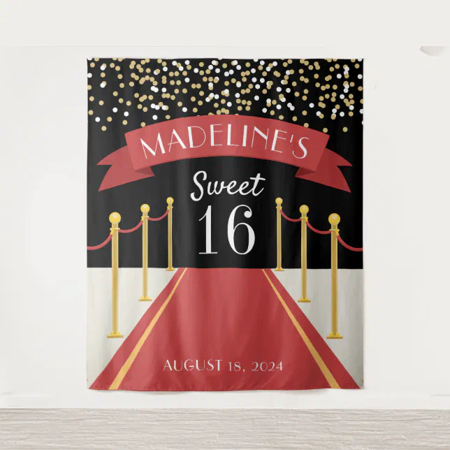 Personalized Red Carpet Theme Sweet 16 Backdrop | Zazzle