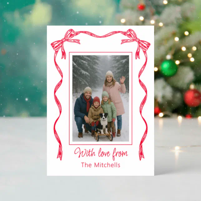 Personalized Red Christmas Family Holiday Letterpress Photo Cards | Zazzle
