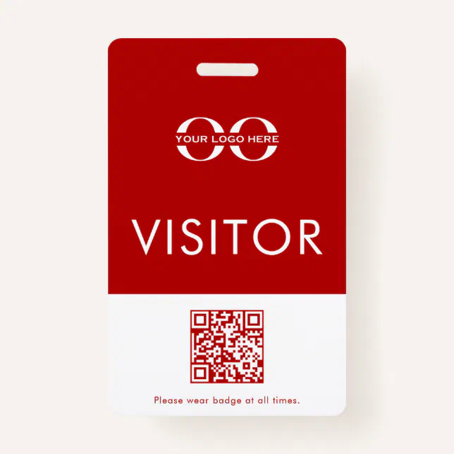 Personalized Red Company Logo Visitor Badge | Zazzle