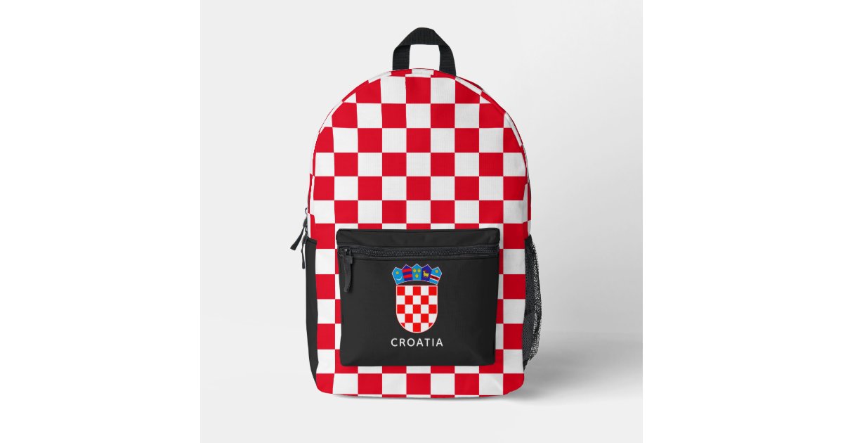 Personalized Red Croatian Checkerboard Emblem Printed Backpack | Zazzle