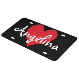Personalized Red Cute Heart Shape License Plate | Zazzle