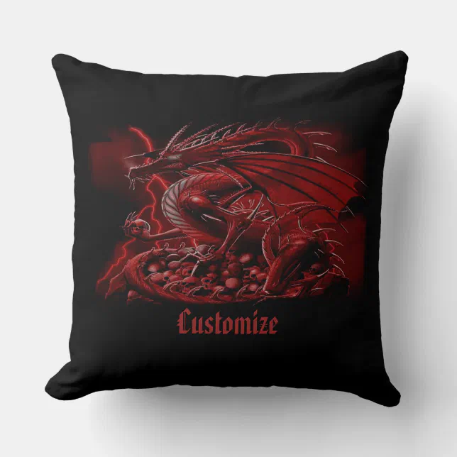 Personalized Red Dragon Throw Pillow | Zazzle