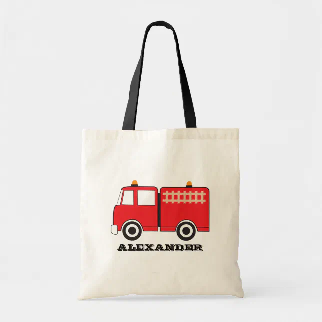 Personalized Red Fire Truck Tote Bag | Zazzle