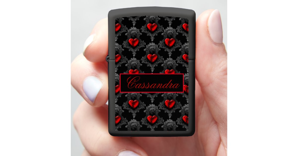 Personalized Red Goth Heart Zippo Lighter | Zazzle