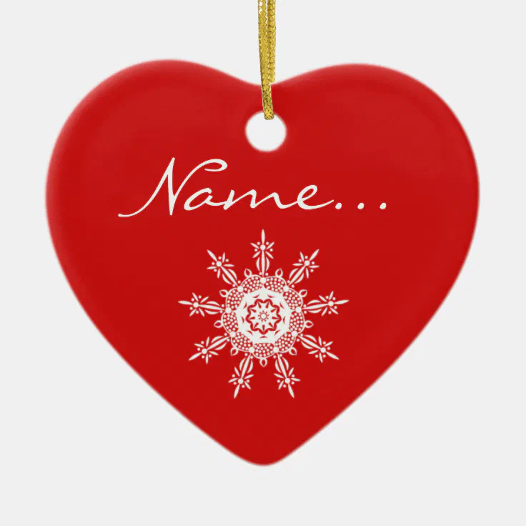 Personalized Red Heart Shaped Christmas Ornament | Zazzle