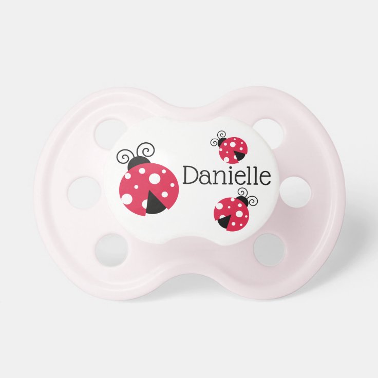 Personalized Red Ladybug Baby Girl Pacifier | Zazzle