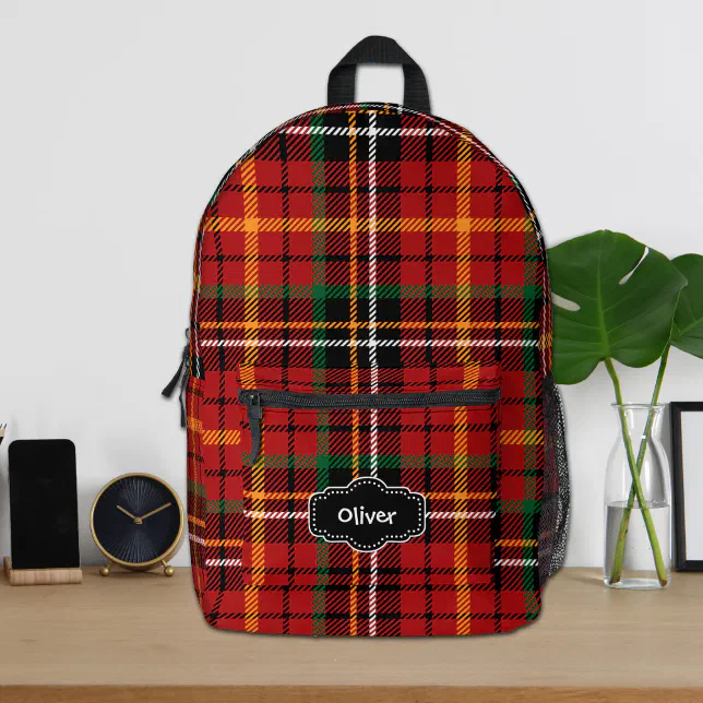 Personalized Red Plaid Backpack | Zazzle
