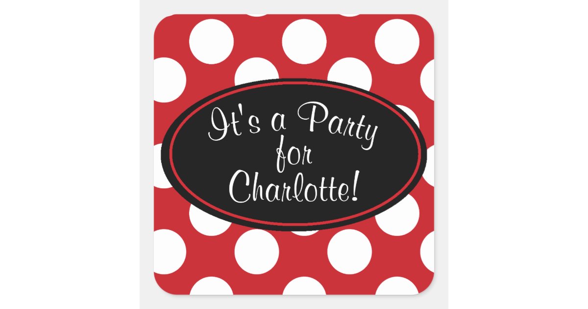 Personalized Red Polka Dot Sticker | Zazzle
