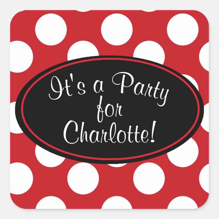 Personalized Red Polka Dot Sticker | Zazzle