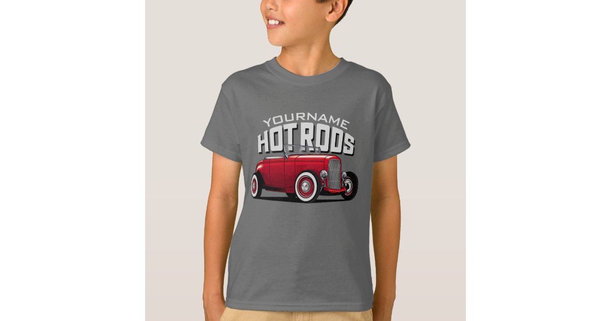 Personalized Red Roadster Vintage Hot Rod Shop T-Shirt | Zazzle