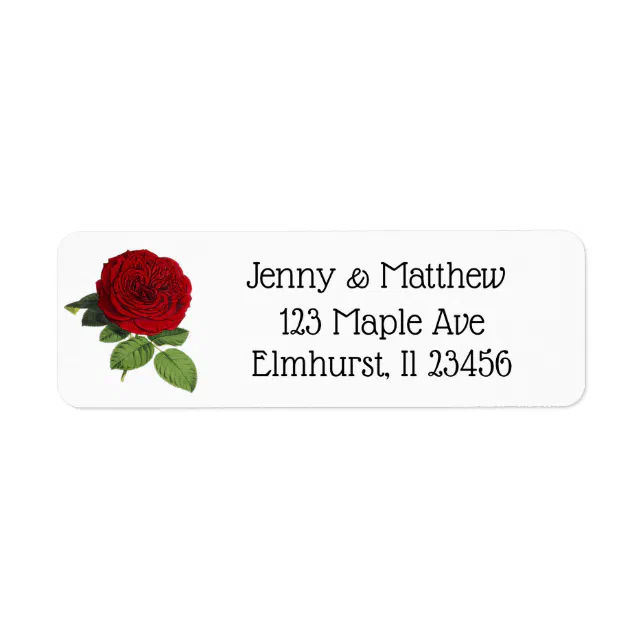 Personalized Red Rose Return Address Labels | Zazzle
