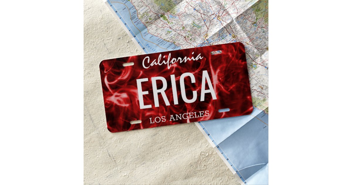 Personalized Red Smoked License Plate | Zazzle